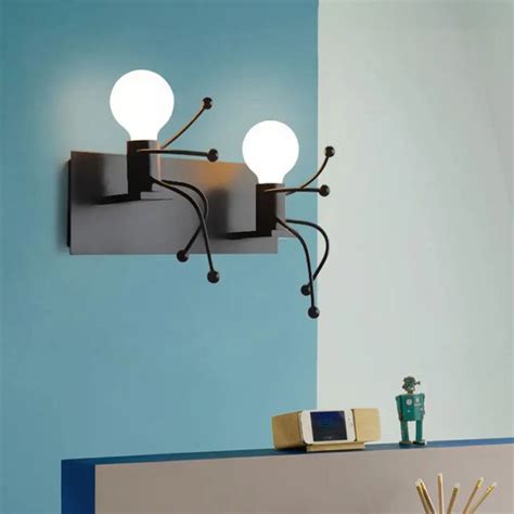 Art Deco Small Man Metal Wall Sconce Light 1 2 Bulb White Wall Mount
