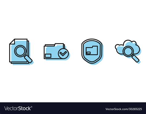 Set Line Document Folder Protection Document Vector Image