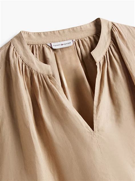 Adaptive Relaxed Fit Linen Blouse Brown Tommy Hilfiger