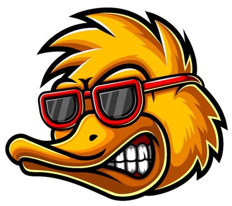 Ilustração De Logotipo De Mascote De Cabeça De Pato Vetor Premium