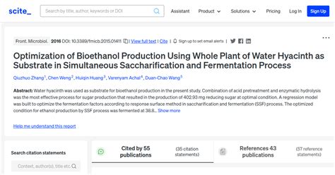 Optimization Of Bioethanol Production Using Whole Plant Of Water