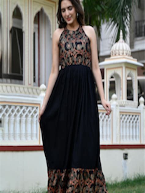 Buy Kalini Floral Printed Halter Neck Gathered Detailed Maxi Ethnic