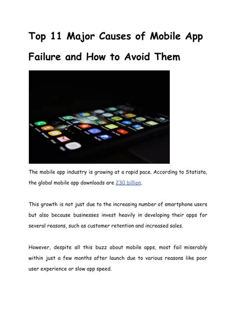 Ppt Top Major Causes Of Mobile App Failure And How To Avoid Them