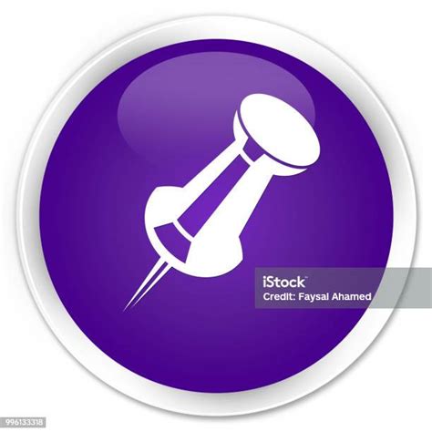 推針圖示溢價紫色圓形按鈕向量圖形及更多圖示圖片 圖示 圓形 圖釘 Istock