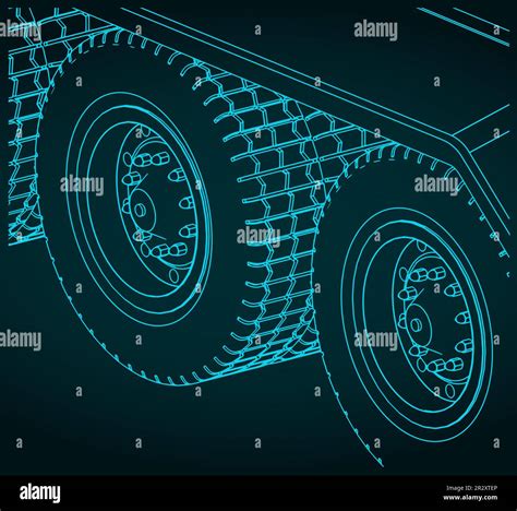 Stylized Vector Illustration Of The Rear Axle Of A Truck Tractor Close
