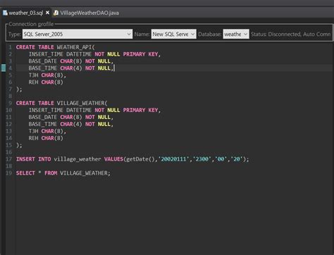 기상청 날씨 Api 받아와서 Db에 저장하기 Sql
