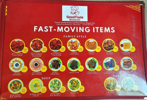 Menu At GOODTASTE RESTAURANT Baguio Otek St