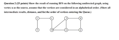 solved question 2 25 points show the result of running bfs