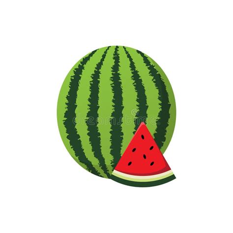 Watermelon Fresh Fruit Sliced Cartoon In Black And White Stock Vector
