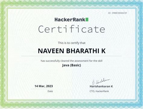 i got hackerrank certificates for java and sql naveen bharathi k