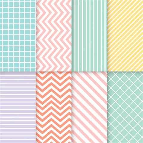 파스텔 혼합 된 원활한 패턴 벡터 세트 무료 벡터