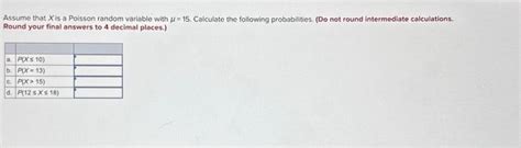 Assume That X Is A Poisson Random Variable With μ