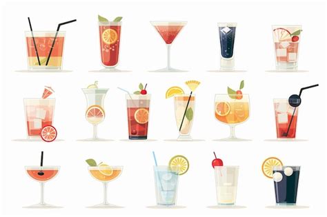 Different Glasses With Various Cocktails Premium Ai Generated Vector