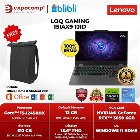 Promo Lenovo Gaming Loq 15iax9 1jid Grey Intel Core I5 1245hx Rtx3050 12gb 512gb W11 Ohs Jadi