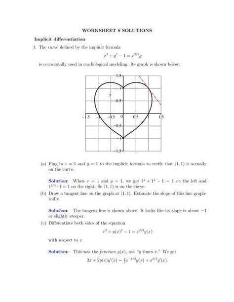 Worksheet 8 Solutions Implicit Differentiation 1 The Curve