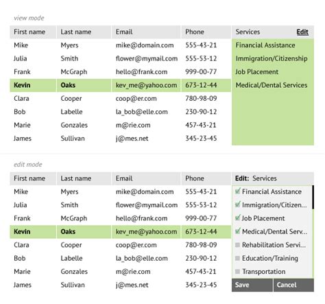 Interaction Design Ways To Display Table Like Data That Contains List