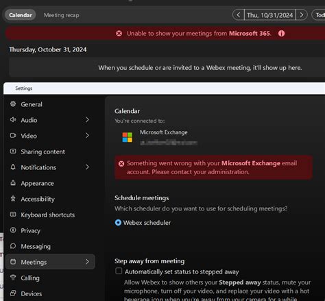 General Server Error When Using The Schedule A Meeting Feature