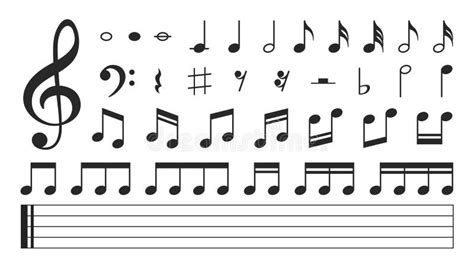 Set Of Musical Notes Black Musical Note Icons Music Elements Treble