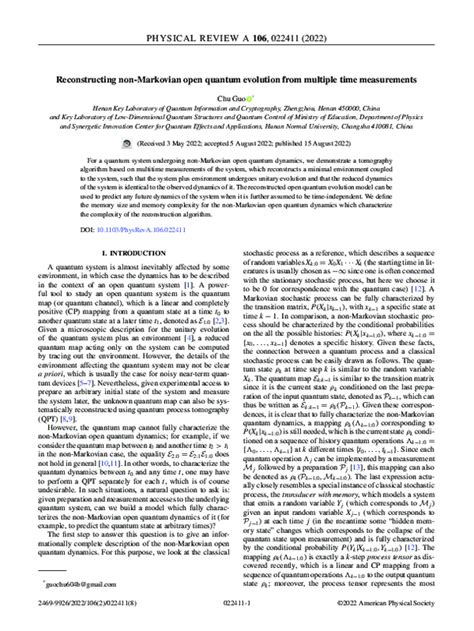 pdf reconstructing non markovian open quantum evolution from multiple