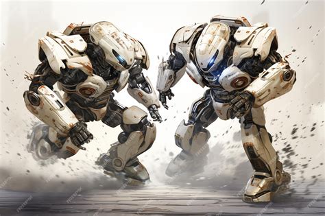 Premium Photo 3d Rendering Of Two Robots Fighting In A Battle This Is