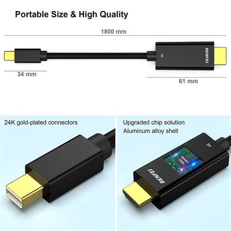 Benfei 4k Mini Displayportthunderbolt To Hdmi 6 Feet Cable With Audio