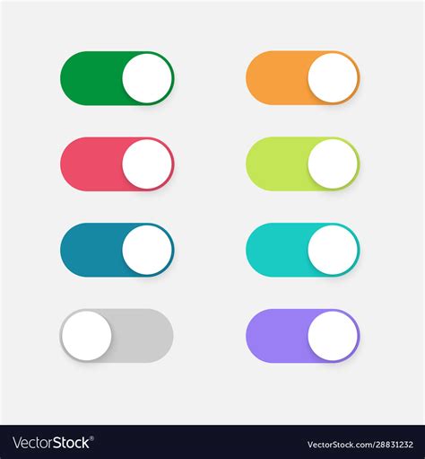 Buttons Toggle Switch Off On Design Mobile Ui Vector Image