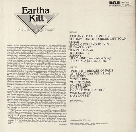 Eartha Kitt At Her Very Best Uk Vinyl Lp —