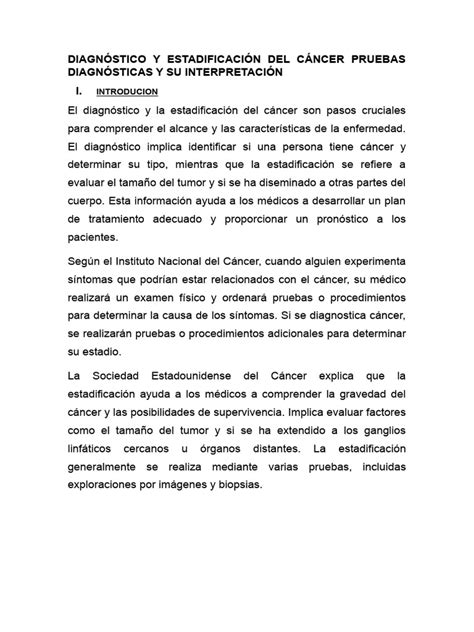 G4 Diagnóstico Y Estadificación Del Cáncer Pruebas Diagnósticas Y Su