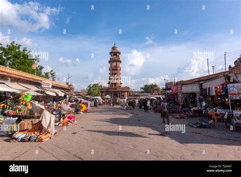Busy People Around Sadar Market With The Ghanta Ghar Clock Tower In