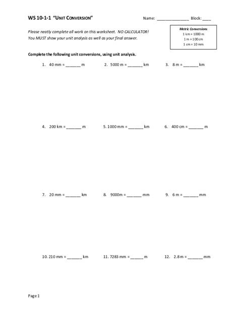 Fillable Online Solved Unit Analysis Worksheet Exercises 1 Fill In The