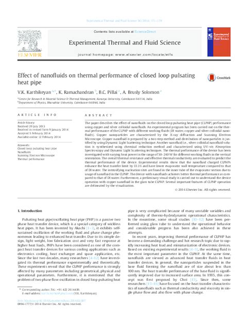 Pdf Effect Of Nanofluids On Thermal Performance Of Closed Loop