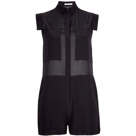 ALEXANDER WANG Panelled Chiffon Romper 460 Liked On Polyvore