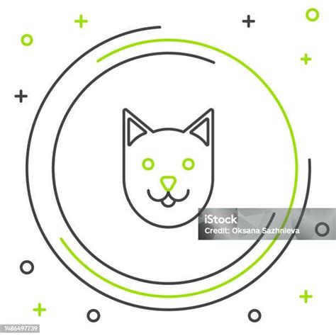 흰색 배경에 격리된 검은색과 녹색 선 고양이 아이콘 다채로운 개요 개념입니다 벡터 일러스트 레이 션 가공의 인물에 대한 스톡 벡터 아트 및 기타 이미지 Istock