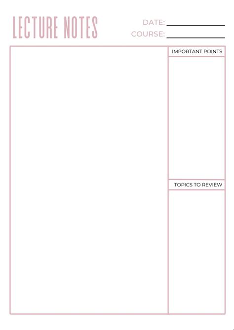 Lecture Notes Template Printable Lecture Notes Note Taking Etsy In 2023 Notes Template