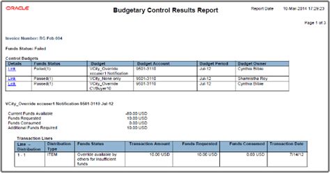 Budgetary Control Results Reports