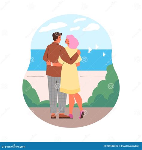 Happy Couple Hugging Flat Style Vector Illustration Stock Illustration