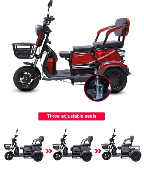 48V 500W 3 Wheels Electric Tricycle With Passenger Seat And Cargo