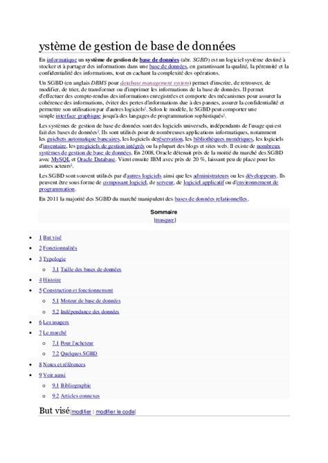 doc ystème de gestion de base de données