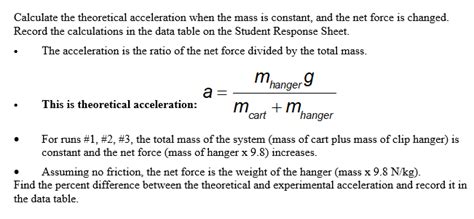 Calculate The Theoretical Acceleration When The Mass