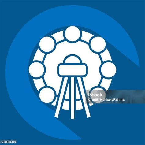 아이콘 관람차 한국 기호와 관련이 있습니다 긴 그림자 스타일 간단한 일러스트레이션 Carnival에 대한 스톡 벡터 아트 및 기타 이미지 Carnival 개념 금색