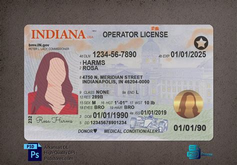 Indiana Driver License Template Psd Stores
