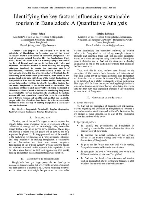 Pdf Identifying The Key Factors Influencing Sustainable Tourism In