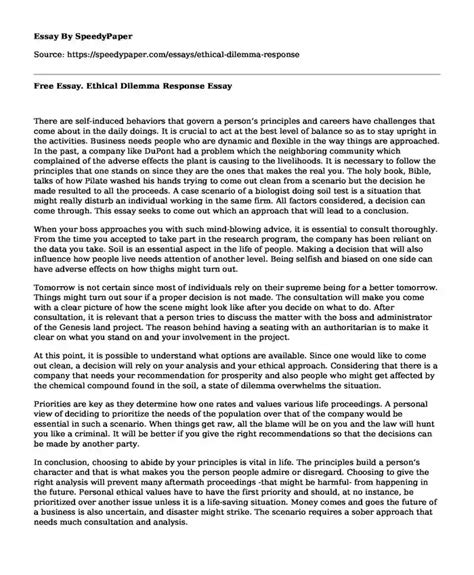 📗 Free Essay Ethical Dilemma Response