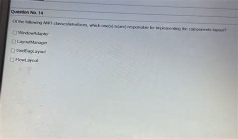 Question No 14 Of The Following Awt Classes Studyx