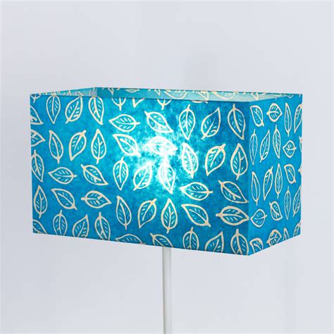 Rectangle Lamp Shade B125 ~ Batik Leaf Teal 50cm W X 29cm H X 25c