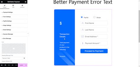 How To Set Up An Error Message For Wrong Transaction In Better Payment