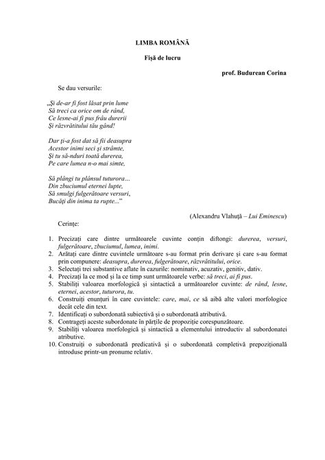 AcademiaABC Fișă de lucru Clasa VIII a