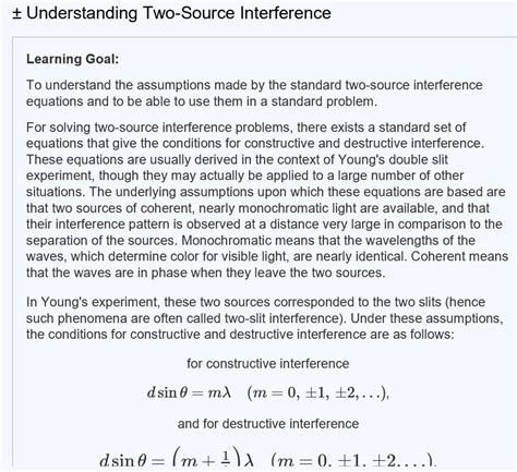 Solved ± Understanding Two Source Interference Learning
