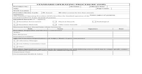 Pdf Standard Operating Procedure Sopstandard Operating Procedure