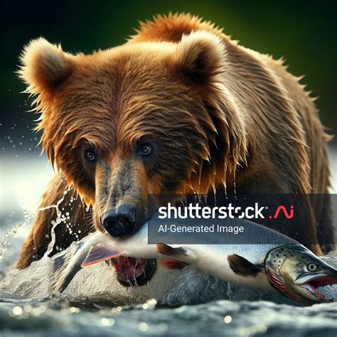 Outdoor Photo Bear Eating Salmon River Ai Generated Image 2386176043